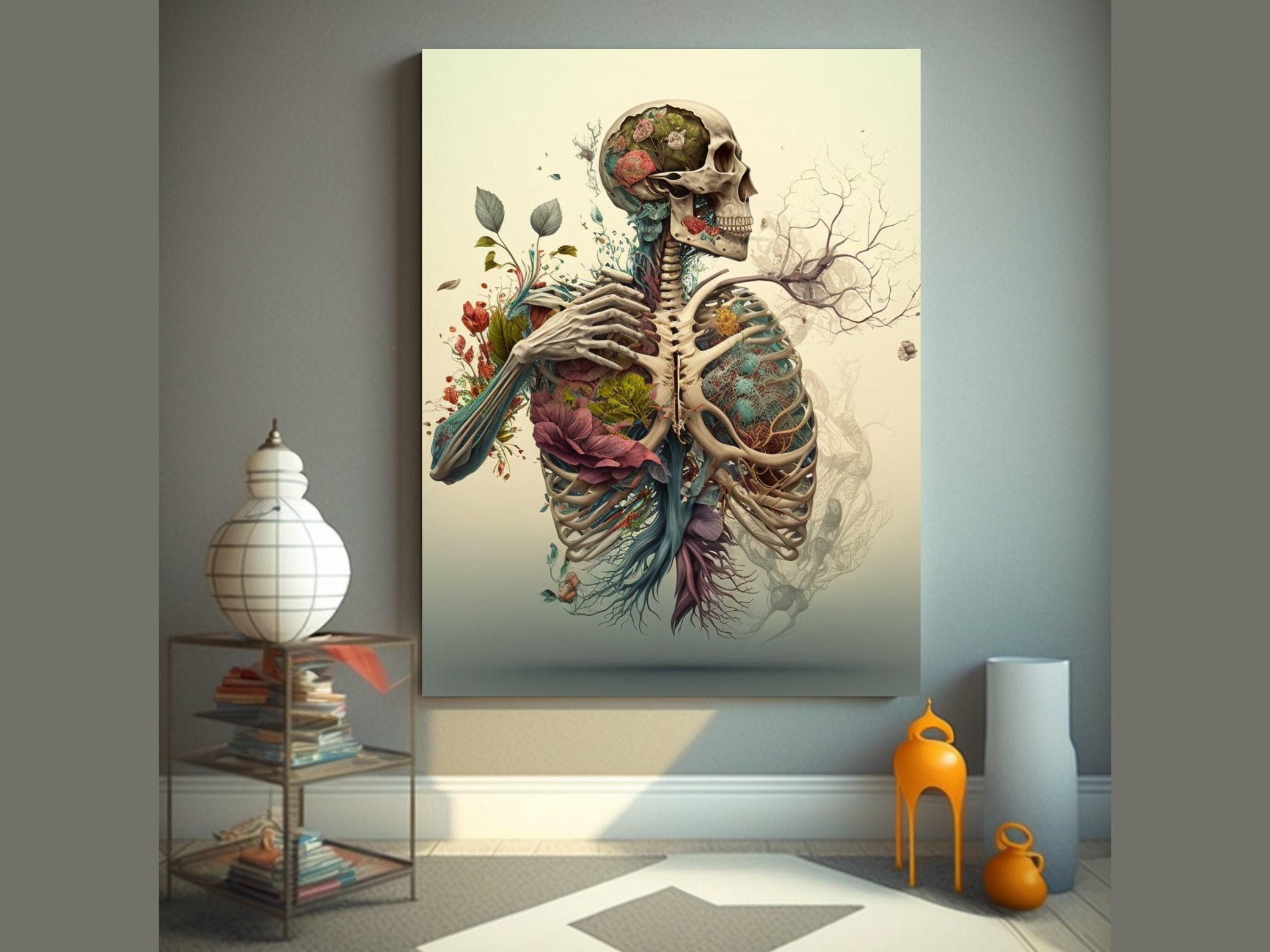 Abstract Human Anatomy Ready to Hang Canvas Skeleton Art - Etsy