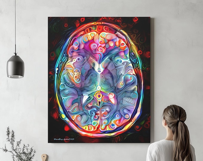 Hemorrhagic Stroke Watercolor Print - Neurology Art - Teal Painting ...