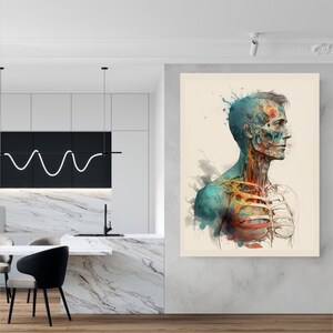 Watercolor Human Anatomy Ready to Hang Canvas Skeleton Art - Etsy