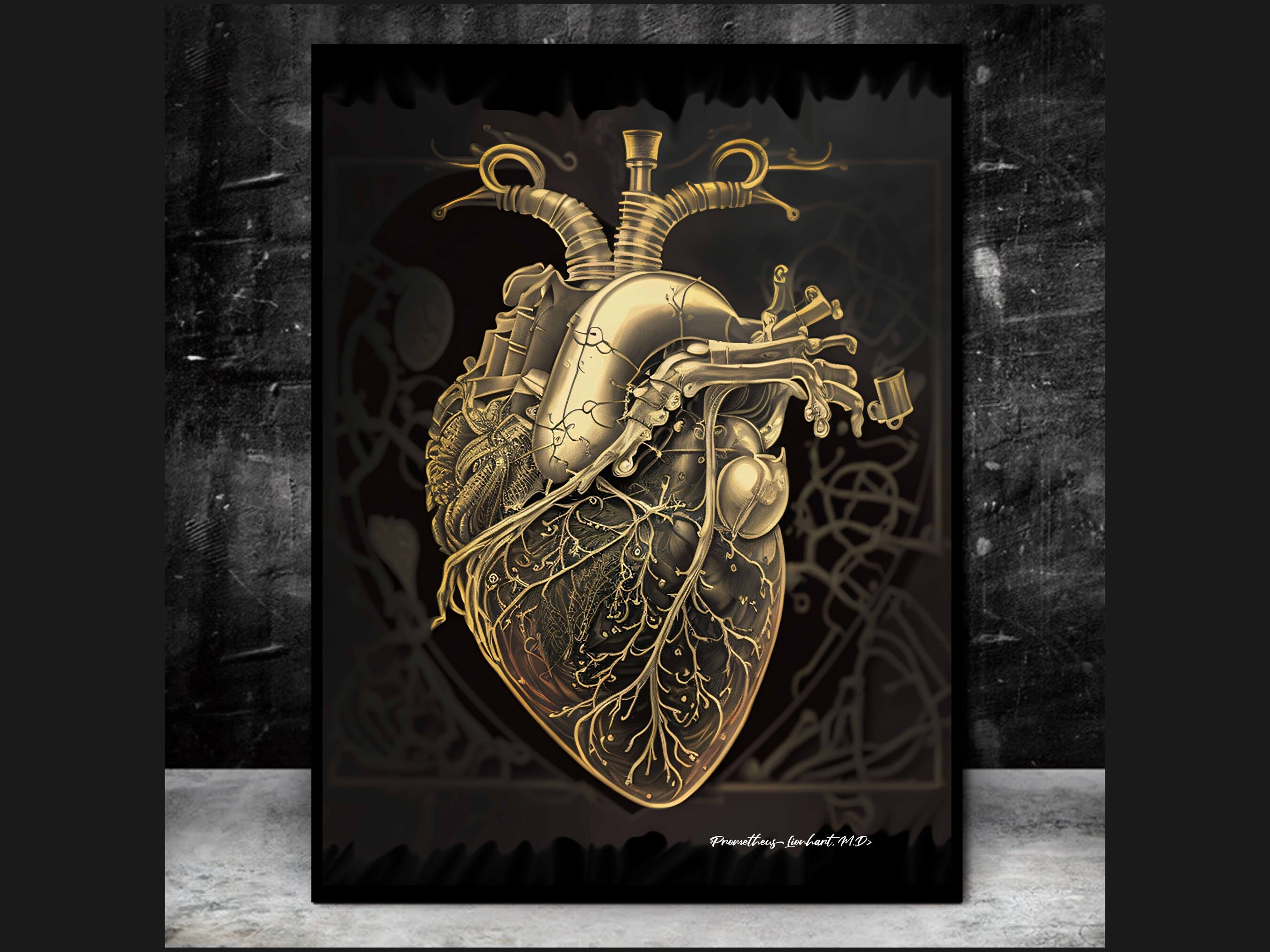 Steampunk Heart Cardiac Anatomy Canvas Gold Radiology Art - Etsy