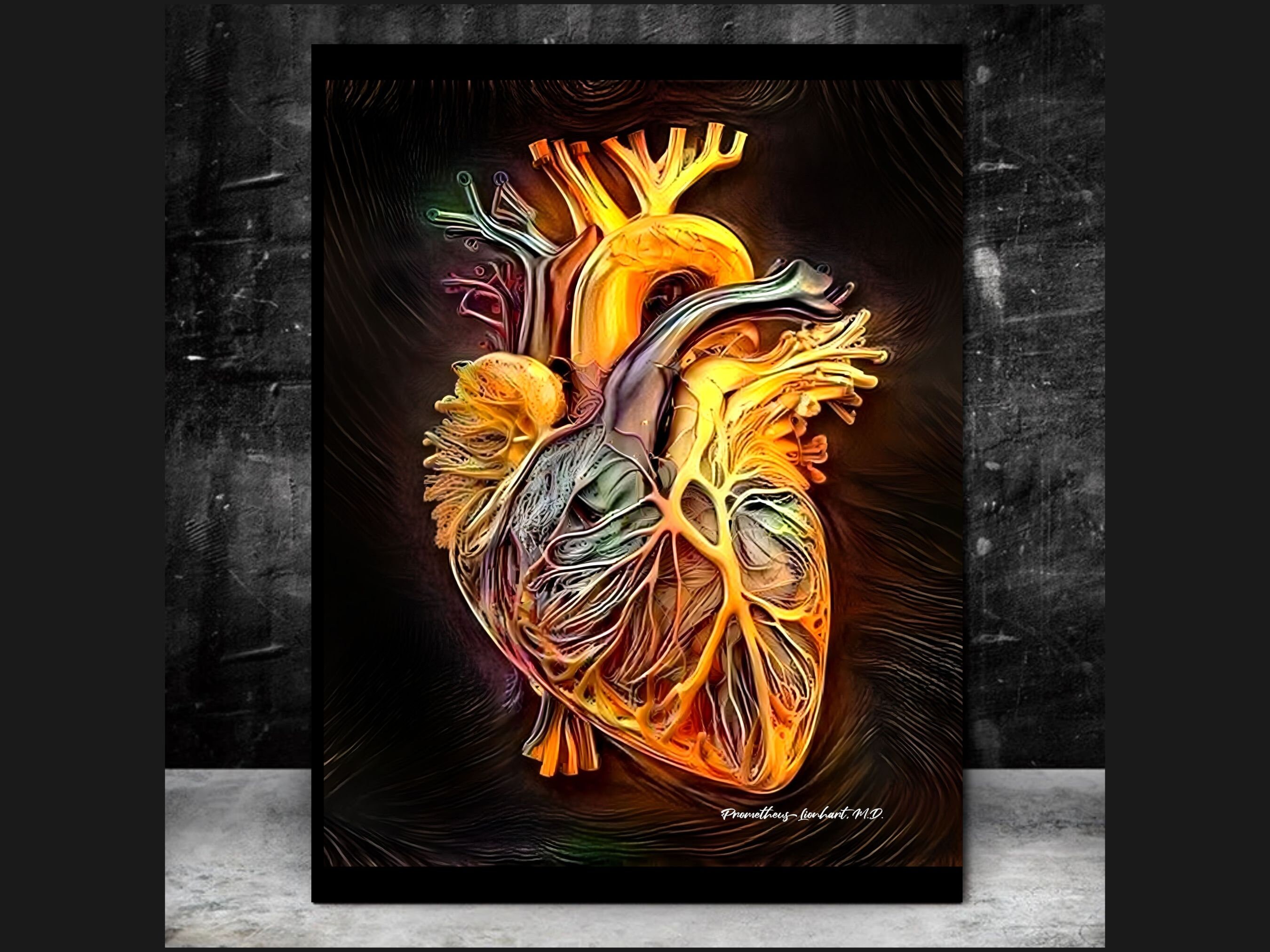 Heart Cardiac Anatomy Art Canvas Heart is Golden Color - Etsy