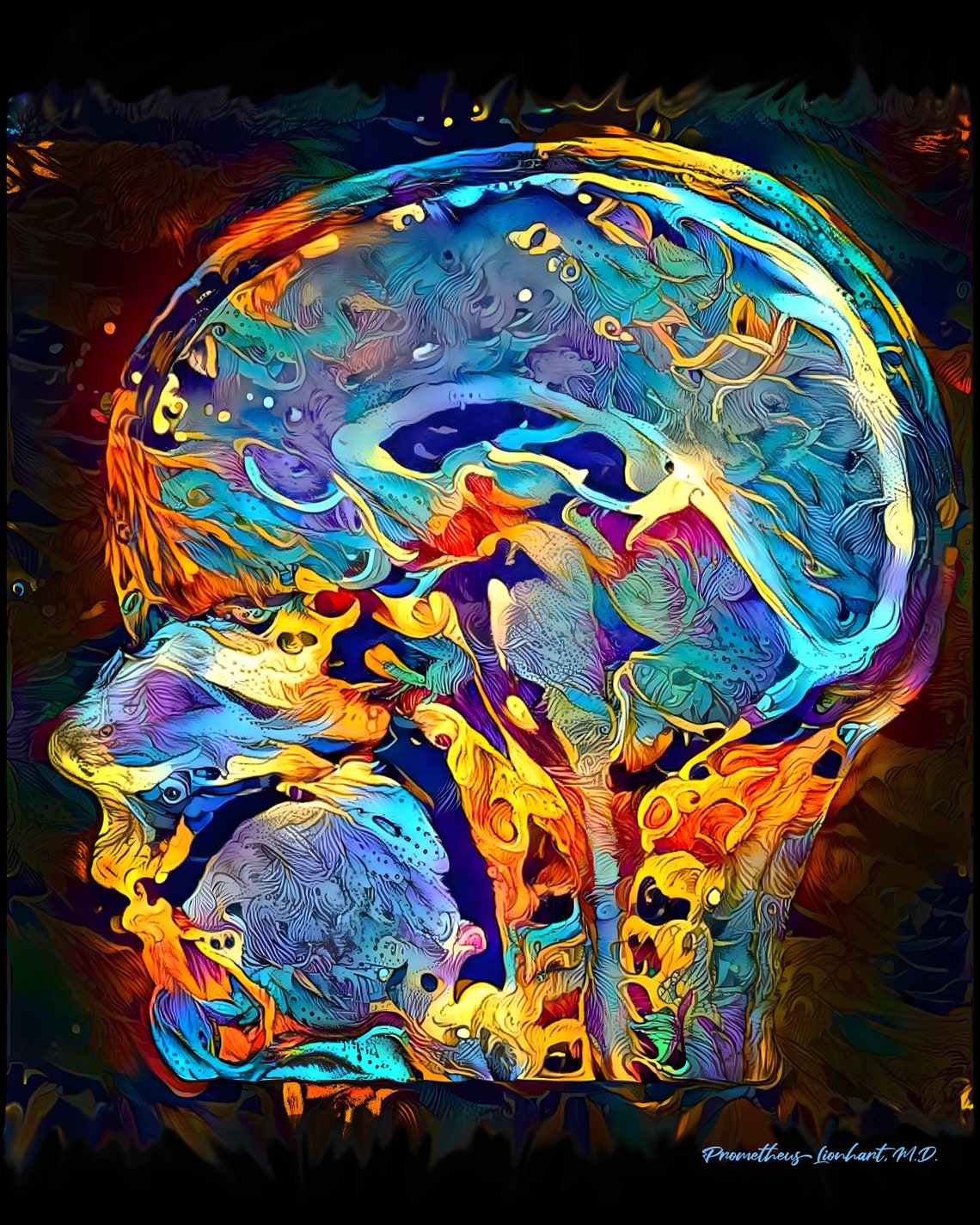 Brain Anatomy Ocean Version Ready to Hang Canvas Radiology - Etsy