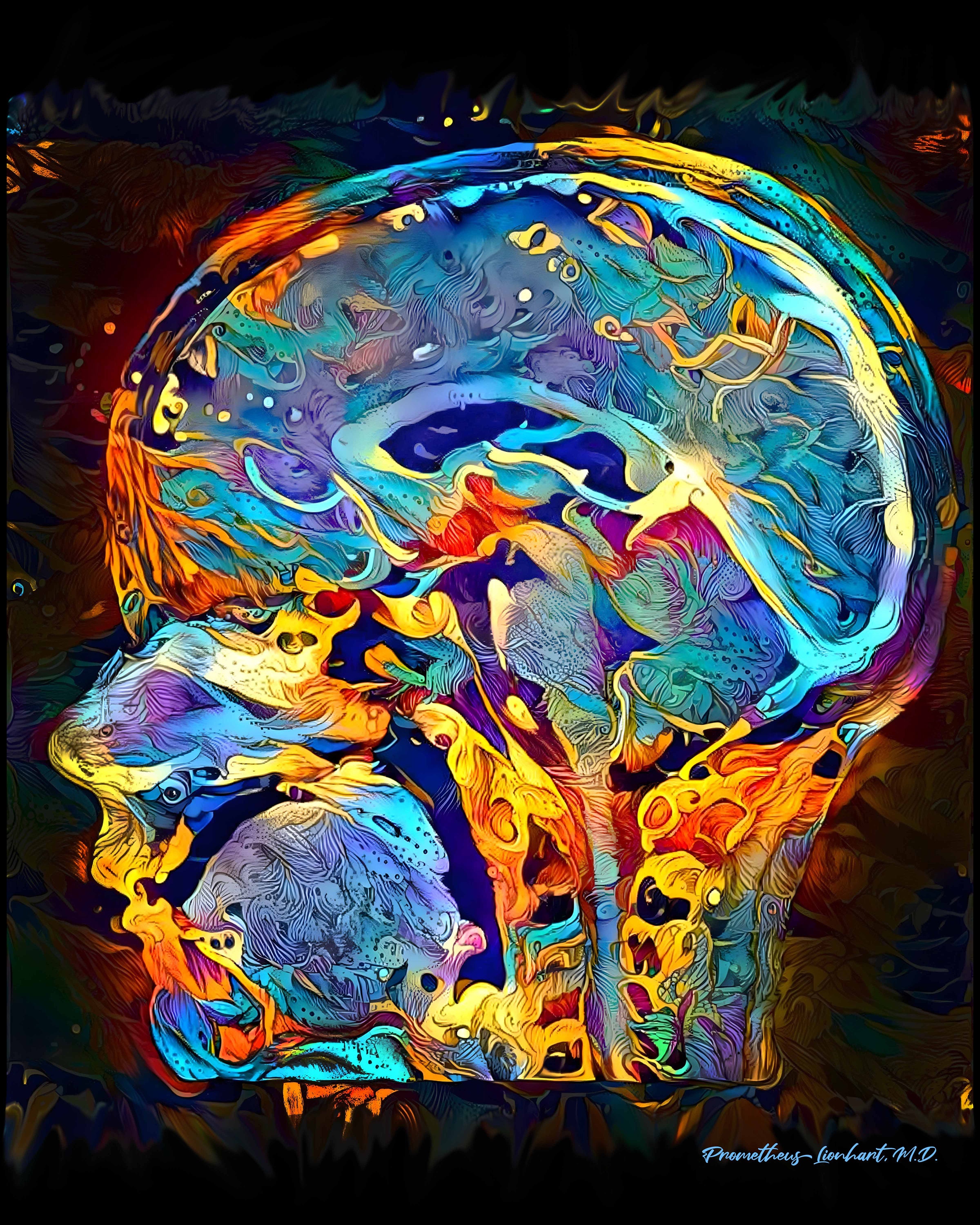 Brain Anatomy Ocean Version Ready to Hang Canvas Radiology - Etsy