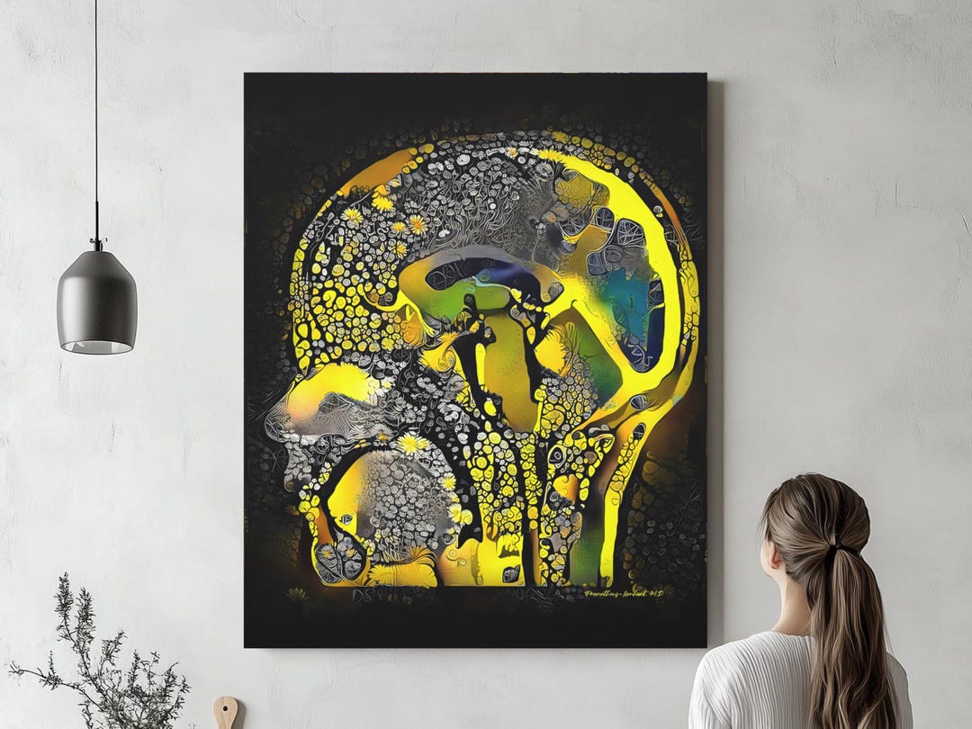 Brain Anatomy Yellow Gold Version, Ready to Hang Canvas, Radiology Wall ...