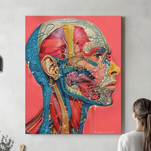 Face and Brain Anatomy, Canvas or Acrylic - ENT Neurosurgery Radiology ...