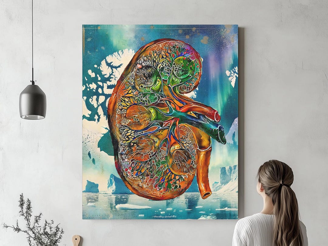 Kidney Anatomy in Bright Color, Ready to Hang Canvas, Anatomy Radiology ...