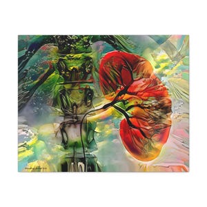 Renal Anatomy Canvas, Kidney Anatomy Art, Renal Angiogram Art, Ready to ...