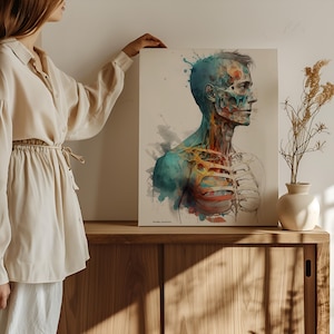 Watercolor Human Anatomy, Ready to Hang Canvas or Acrylic - Skeleton ...