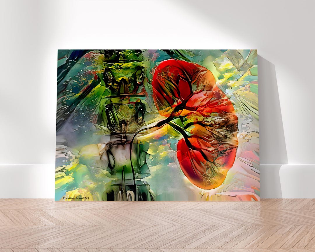 Renal Anatomy Canvas, Kidney Anatomy Art, Renal Angiogram Art, Ready to ...