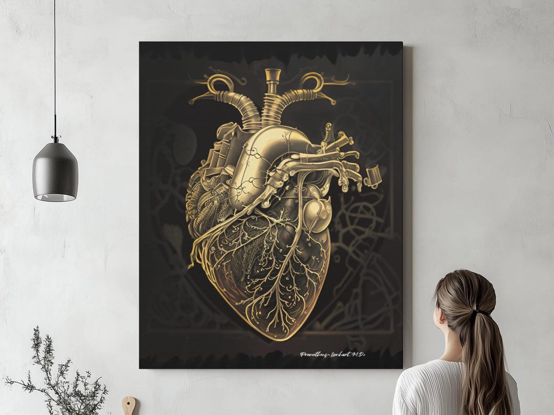 Steampunk Heart, Cardiac Anatomy, Canvas or Acrylic, Anatomical Heart ...