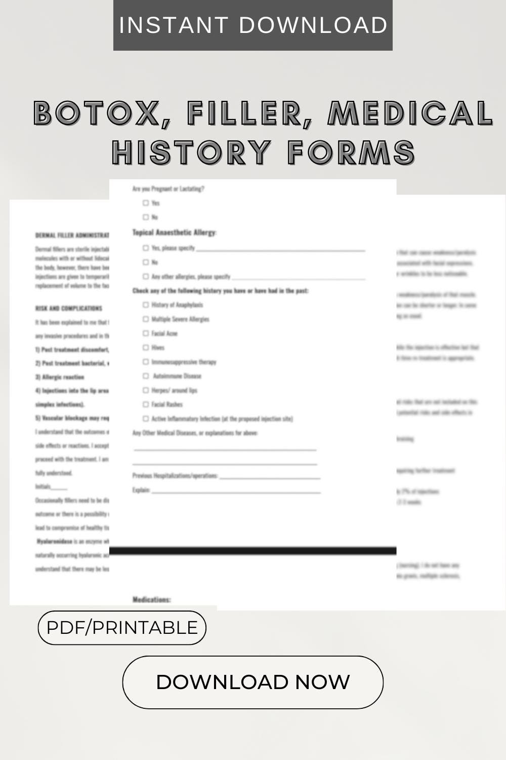 Botox Consent Form | Filler Consent Form| Photograph Consent | Medical ...