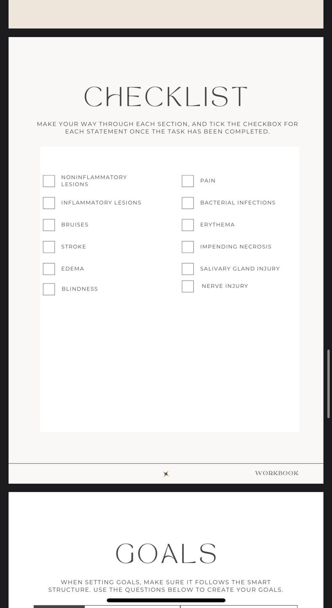 Filler Complications Workbook 13 Pages Notes Checklist smart Goals ...
