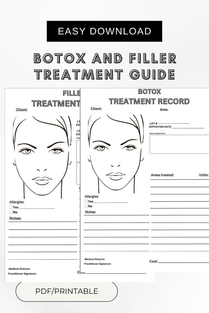 Botox and Filler Client Record| Three Different Versions | for Nurses ...
