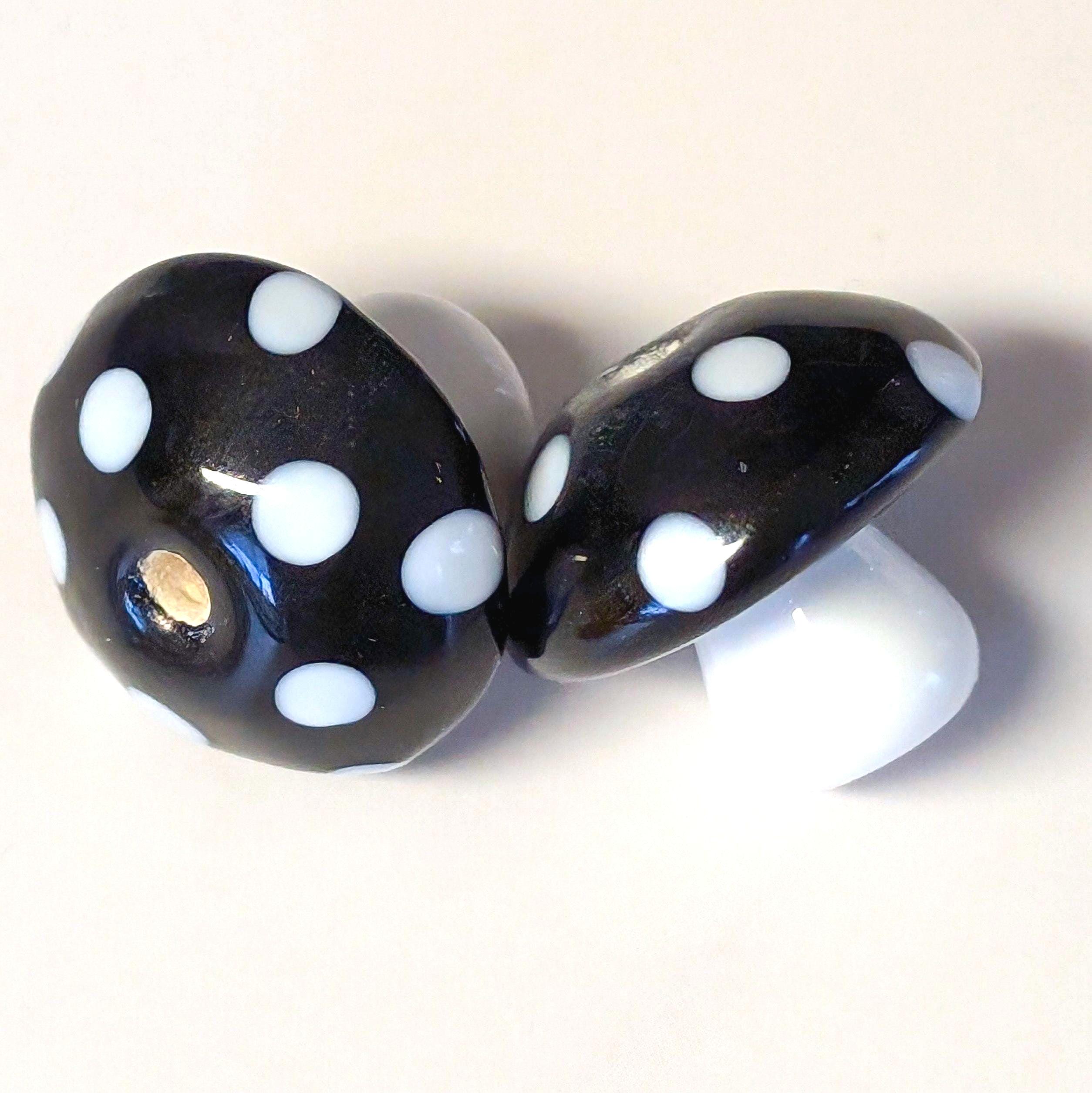 5 Mushroom Toadstool Lampwork Glass Beads, Handmade Nature Inspired ...