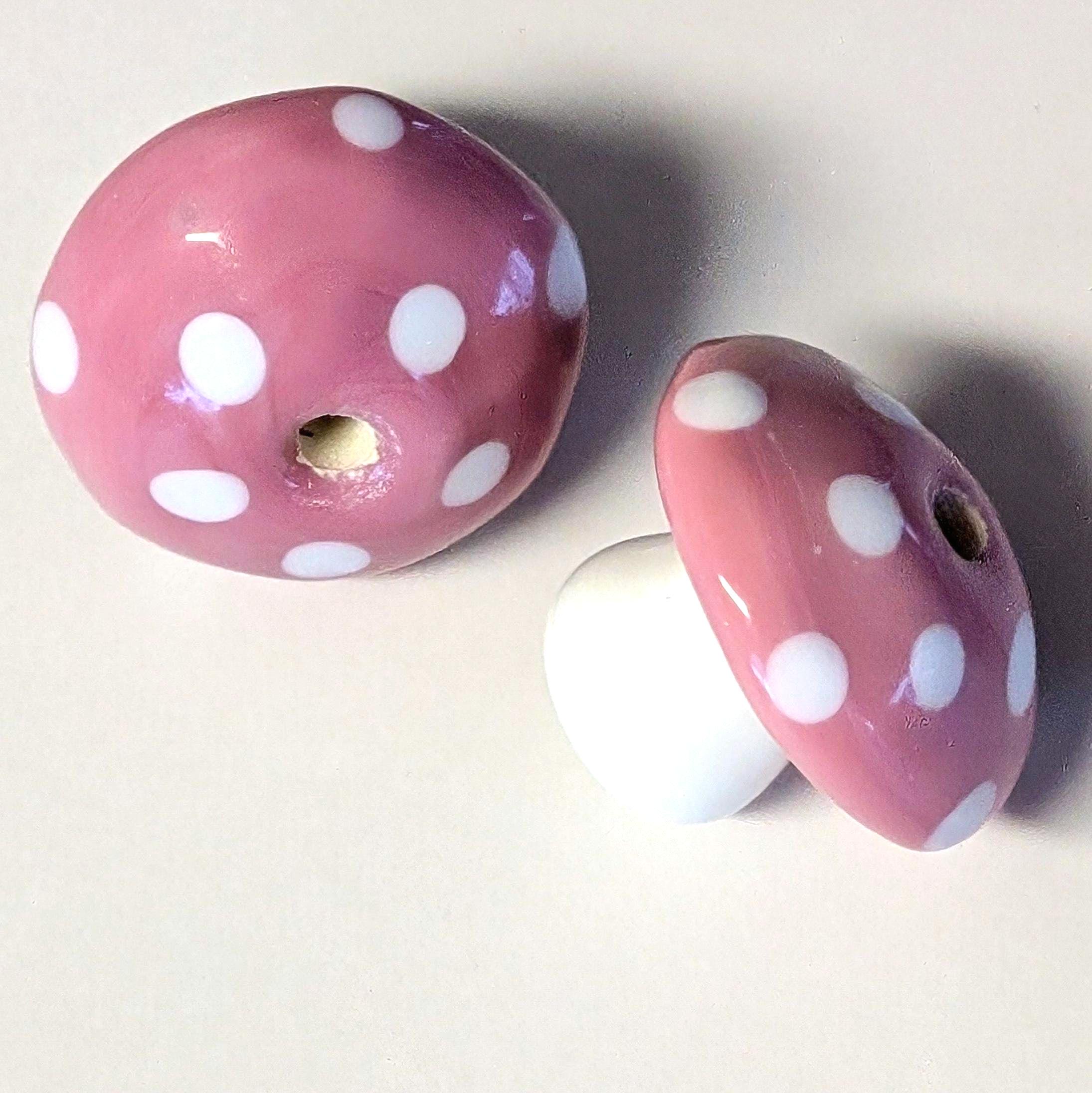 5 Mushroom Toadstool Lampwork Glass Beads, Handmade Nature Inspired ...