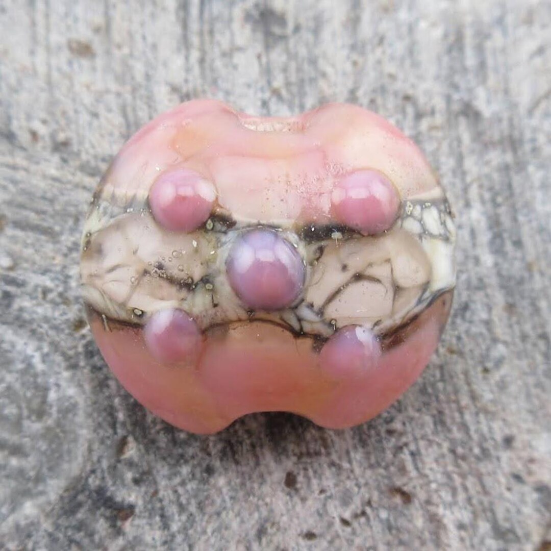 Pink 14mm Artisan Lampwork Grace Bead: Murano and Venetian Glass, Bumpy ...