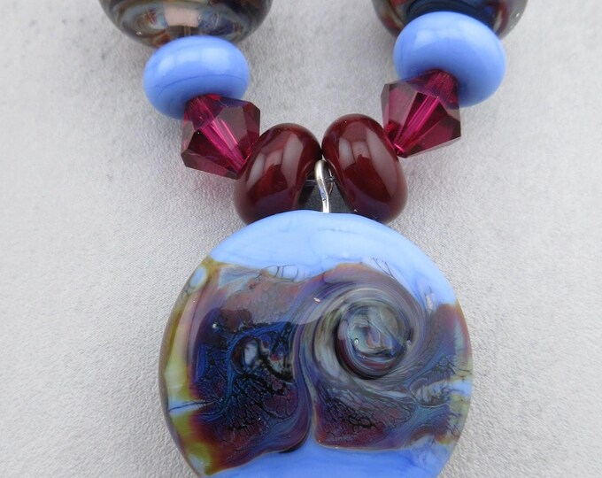Unique Lampwork Set of Beads, Murano Glass Lavender Hearts, Blue, Gold ...