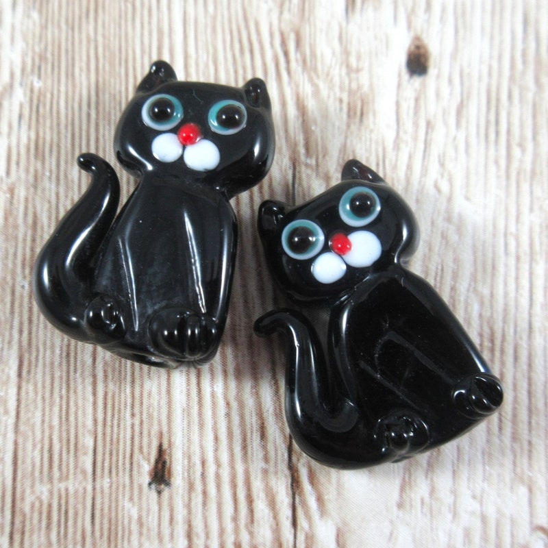 Lampwork Cat Beads - Etsy