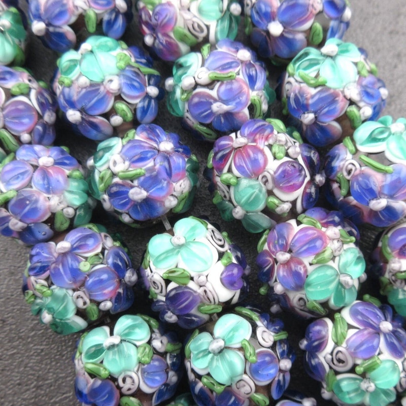Purple Flower Beads - Etsy