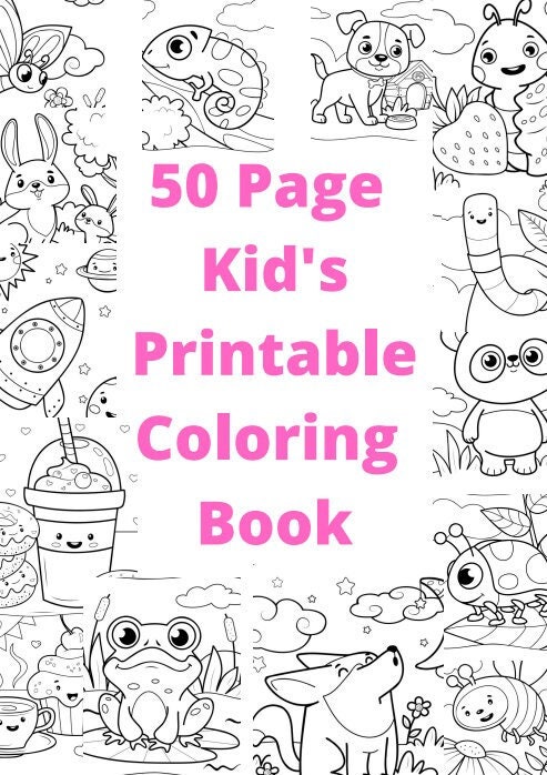 Kids Printable Coloring Book - Etsy
