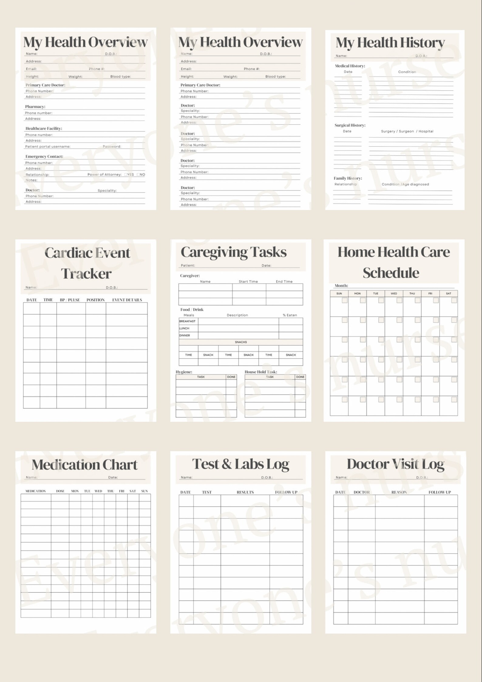 My Health Planner | 20 Pages of Health Tracker Forms - Etsy