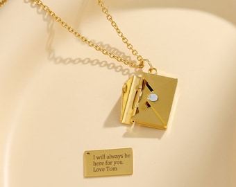 Custom Envelope Style Love Letter Necklace, Personalized Name Envelope ...