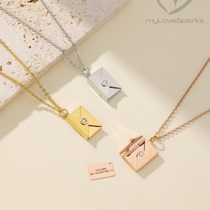 Custom Engraving Necklace, Personalized Mail Envelope Necklace, Love ...