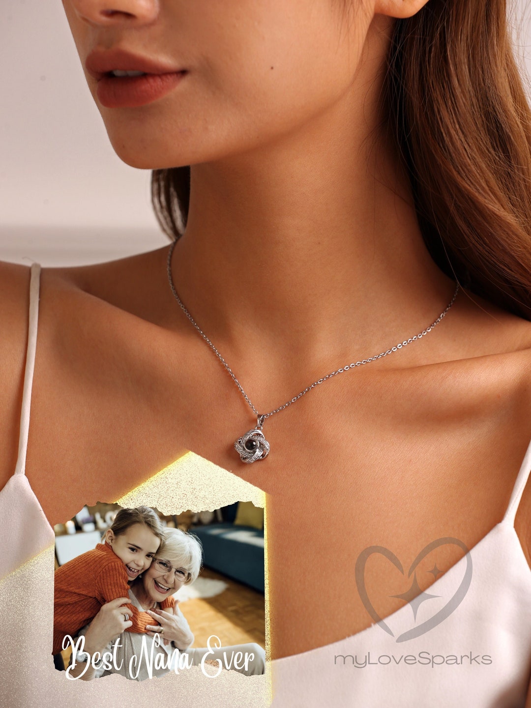 Projection Picture Necklace, Personalized Photo Necklace, Memorial Gift ...
