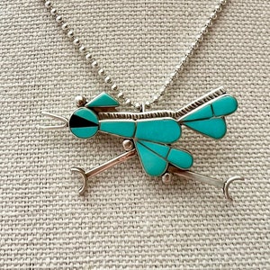 Edaakie Zuni Mosaic Turquoise Inlay Roadrunner Pendant Brooch ...