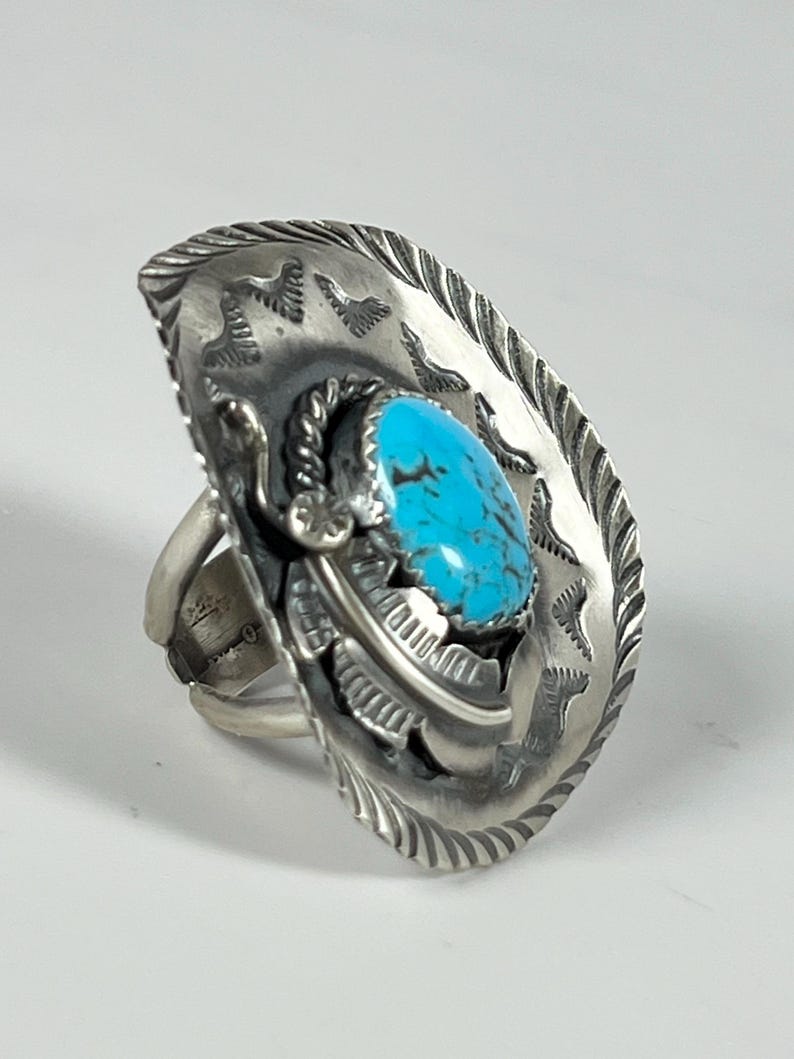 Sterling Silver Cowboy Hat Turquoise Ring by Tim Yazzie. - Etsy