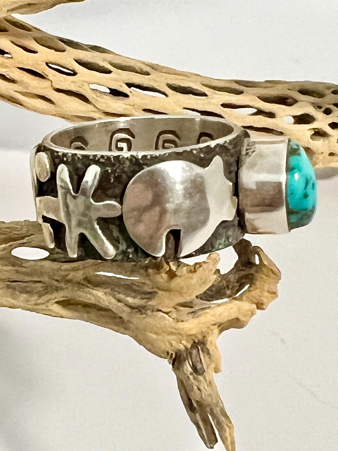 Alex Sanchez Native American Turquoise Sterling Silver Ring. Authentic ...