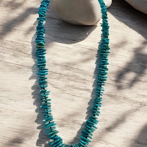 Santa Domingo Ray Lovato Turquoise Slab Necklace With Heishi Pen Shell ...