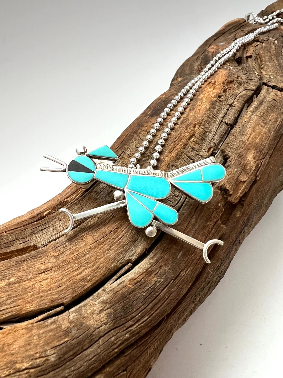 Edaakie Zuni Mosaic Turquoise Inlay Roadrunner Pendant Brooch ...