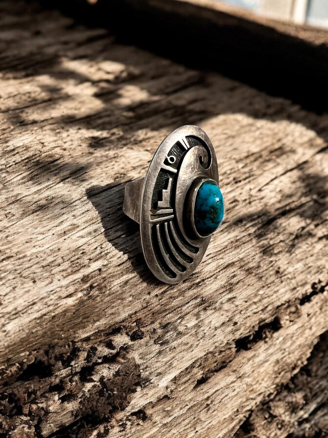 Hopi Victor Coochwytewa Sterling Silver Turquoise Parrot Ring. Vintage ...