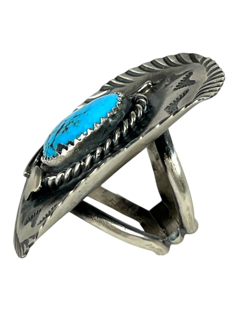 Sterling Silver Cowboy Hat Turquoise Ring by Tim Yazzie. - Etsy