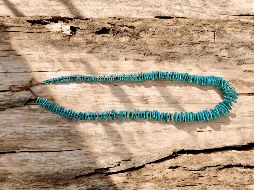 Santa Domingo Ray Lovato Turquoise Slab Necklace With Heishi Pen Shell ...