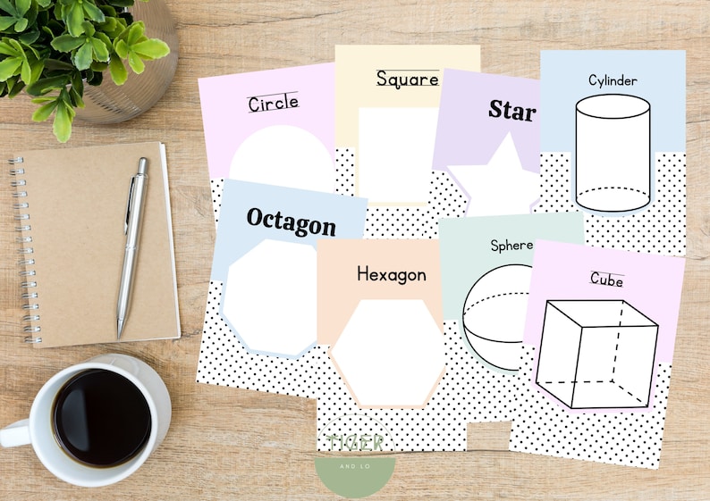 Printable Shape Posters 2d And 3d Shapes Modern Classroom Decor Etsy