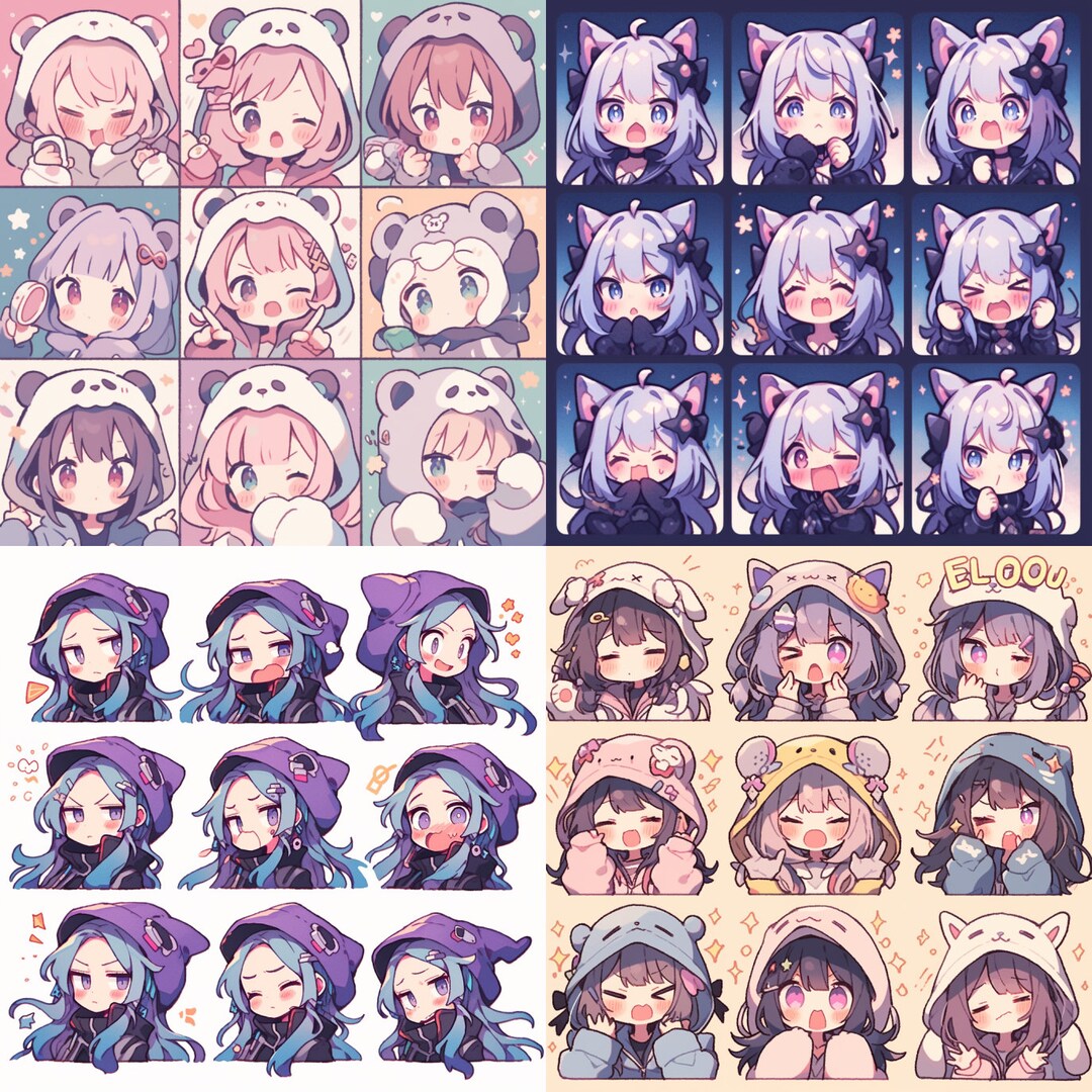 Set of 6 Emote Commission Twitch Emote Custom Anime Emote Custom Twitch ...