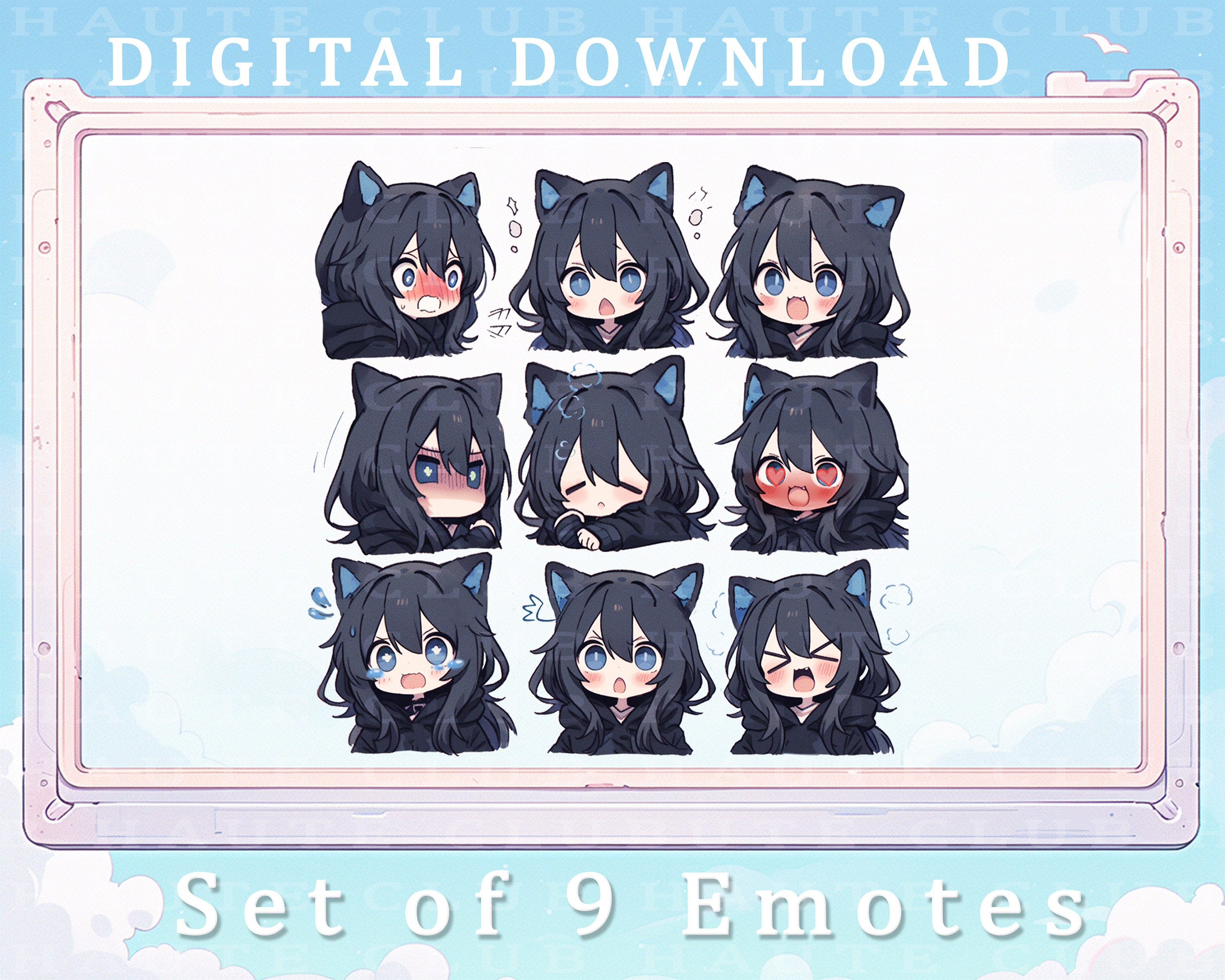 Cat Girl Emotes (9) | Set of 9 Cat Girl Emotes Twitch Emote Cat Anime ...