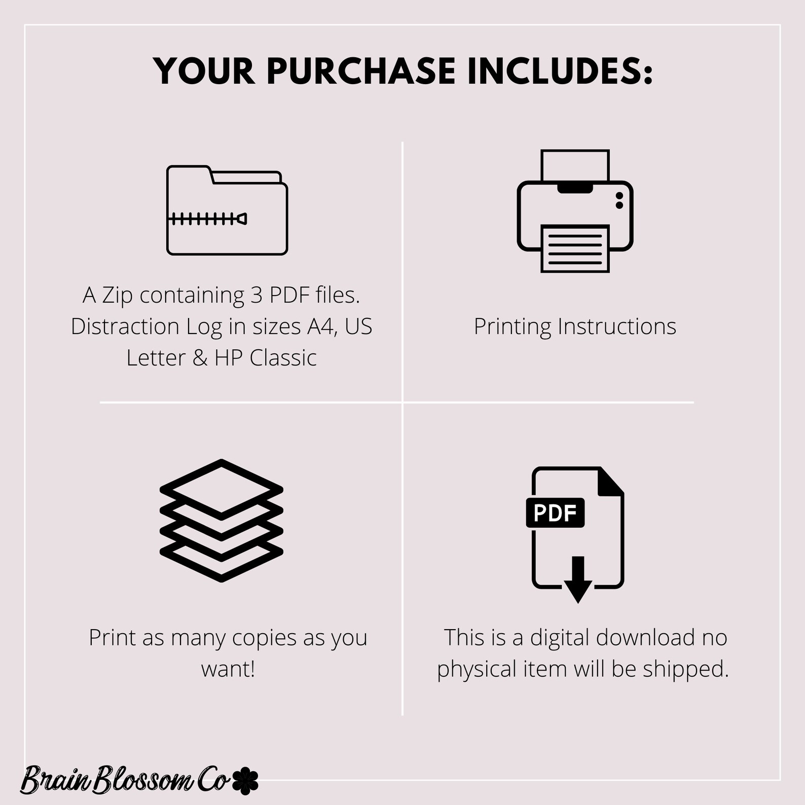 The Original Distraction Log Printable | ADHD Productivity Planner ...