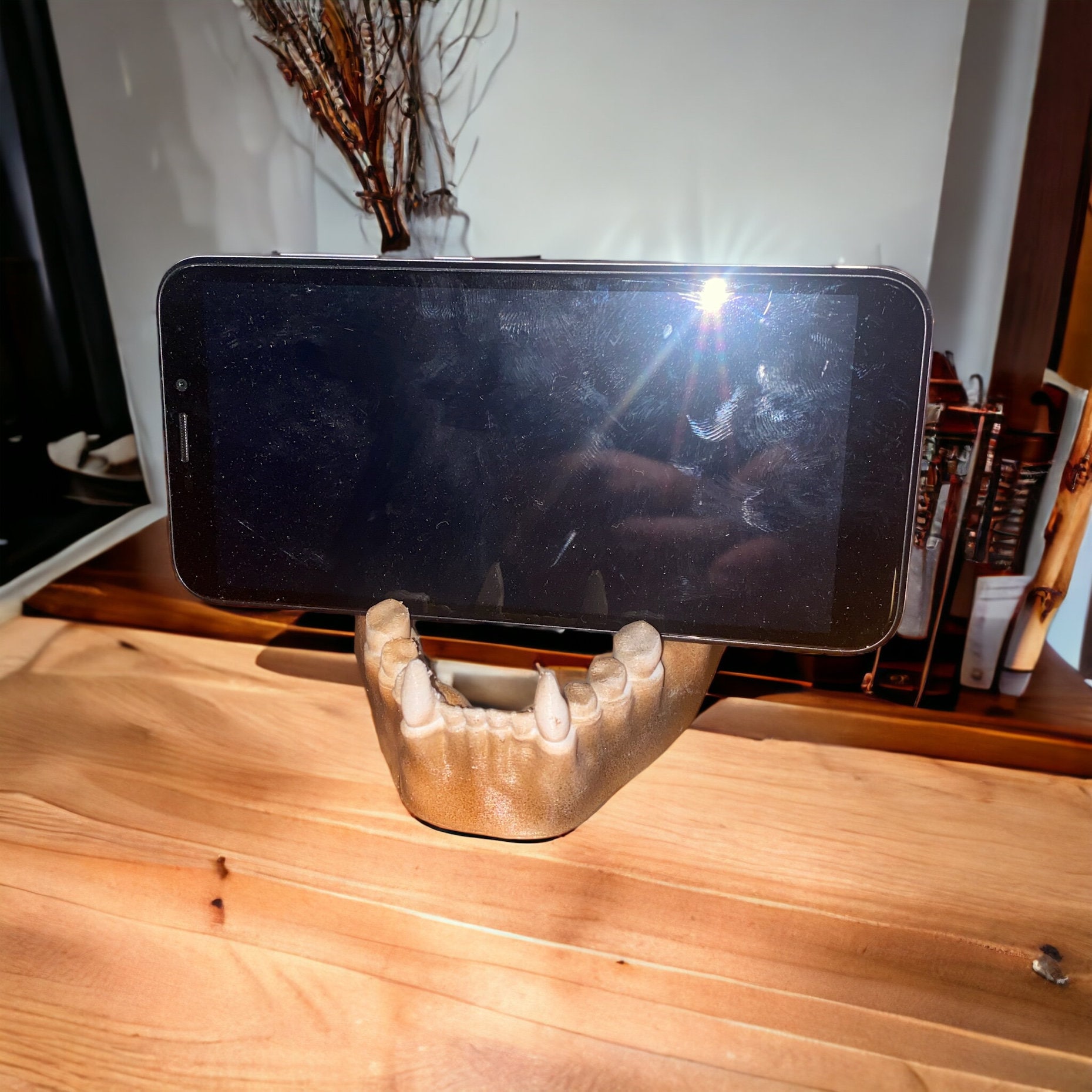 Wolf Jaw Phone Stand With Rune Markings - Etsy