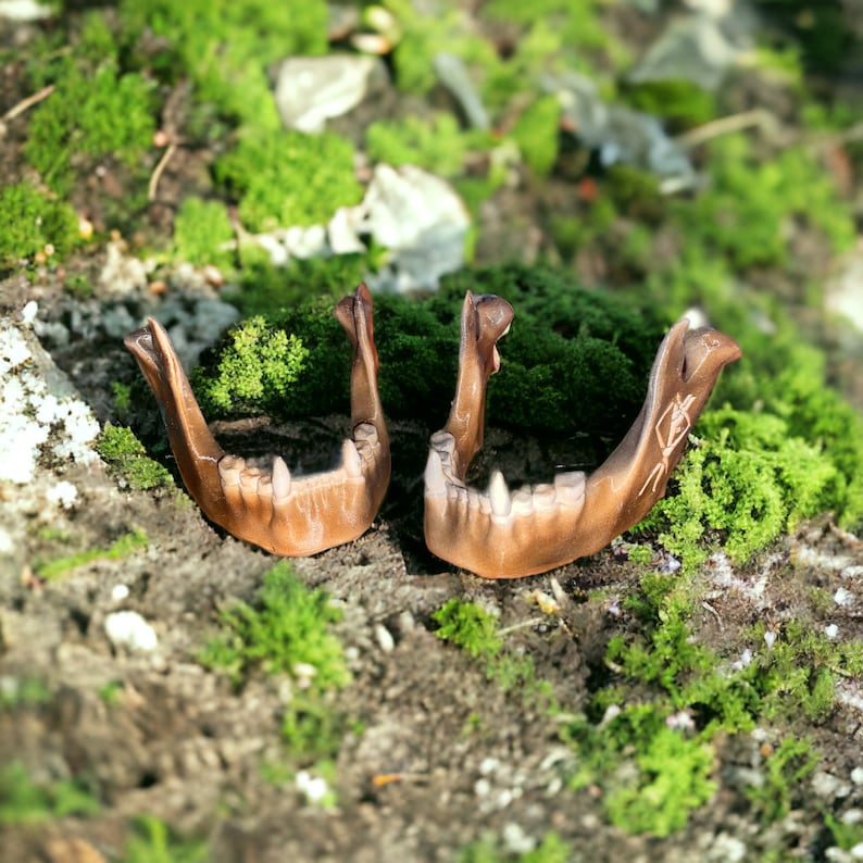 Wolf Jaw Phone Stand With Rune Markings - Etsy