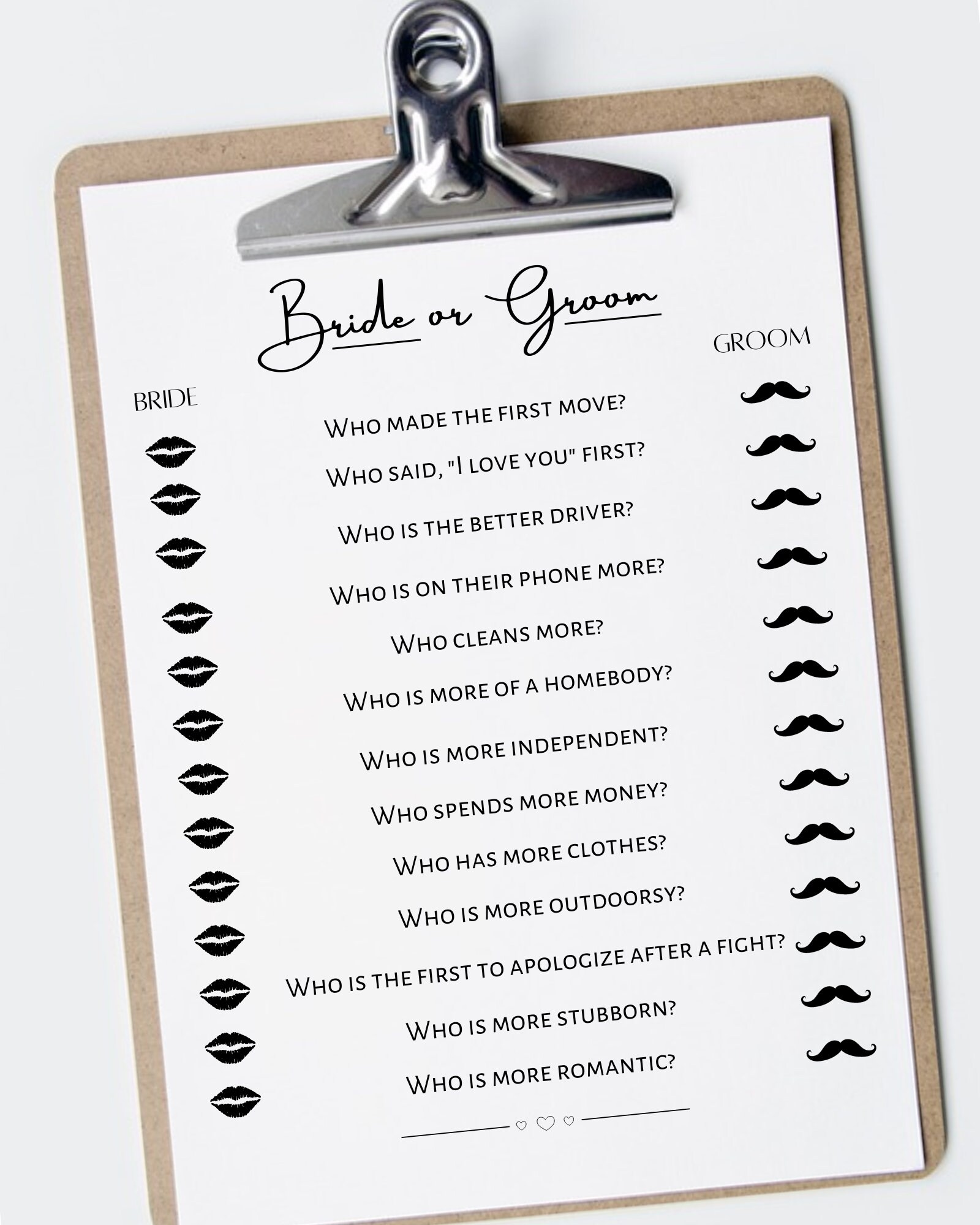 Bridal Shower Games, Bride Versus Groom, Wedding Shower Games ...