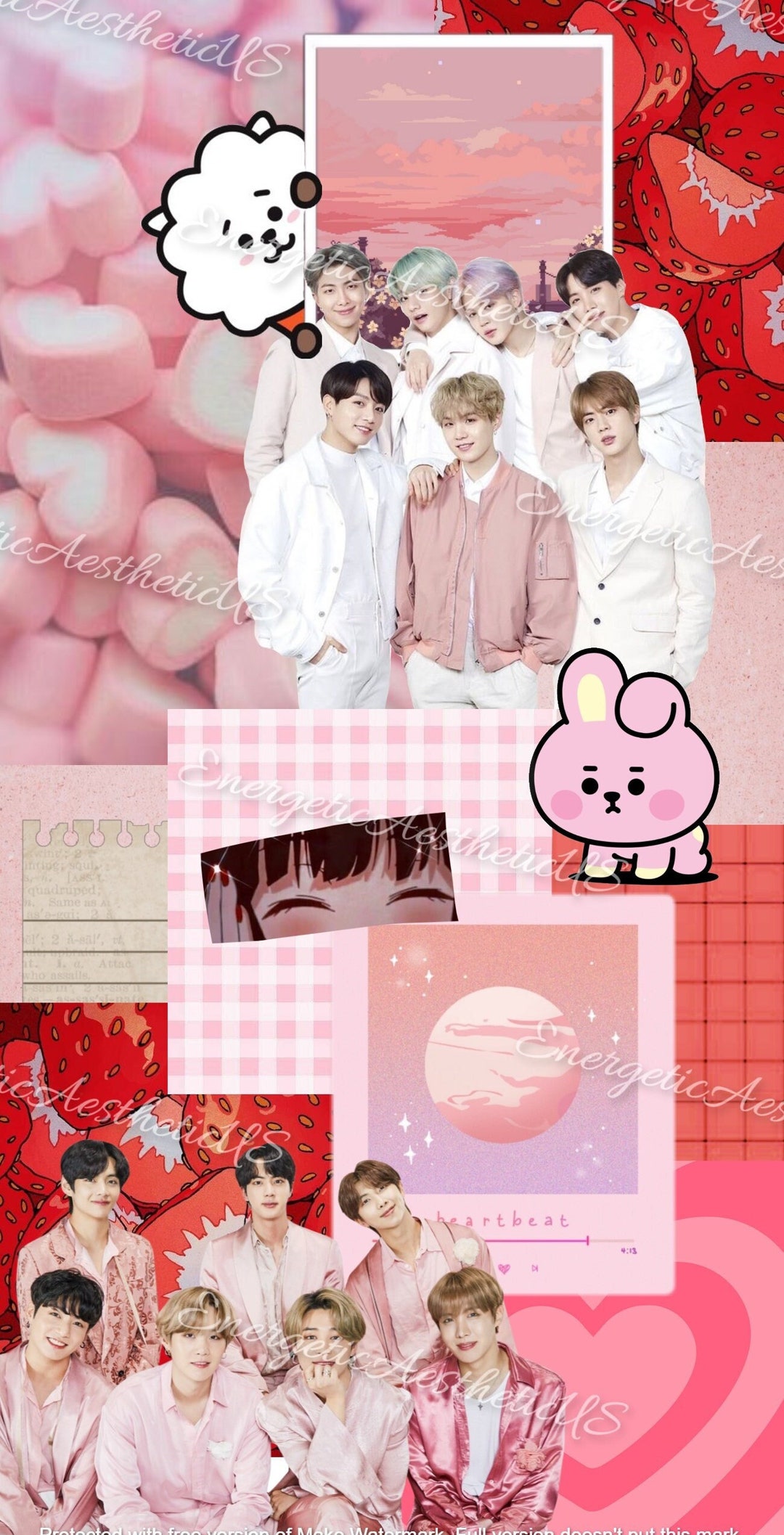 Bts Pink Phone Wallpaper Bts Pink Wallpaper Digital Phone Wallpaper ...