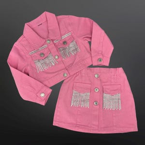 Pink Matching Set/pink Denim Jacket & Mini Skirt/ Denim and Diamonds ...