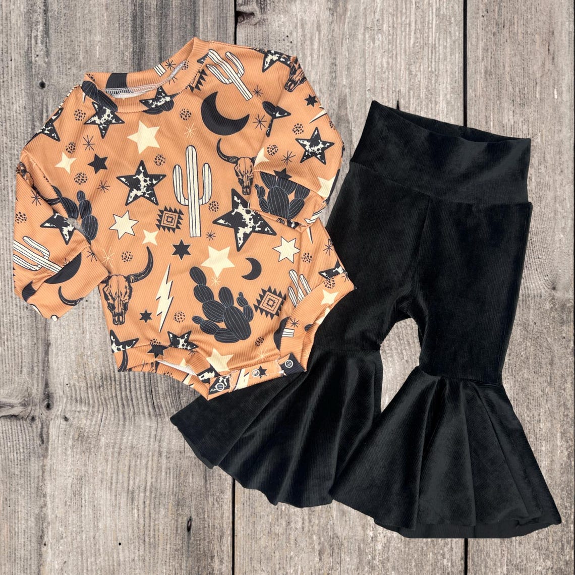 Baby Bell Bottoms +top Outfit/ Toddler Bells/ Black Flare Pants ...