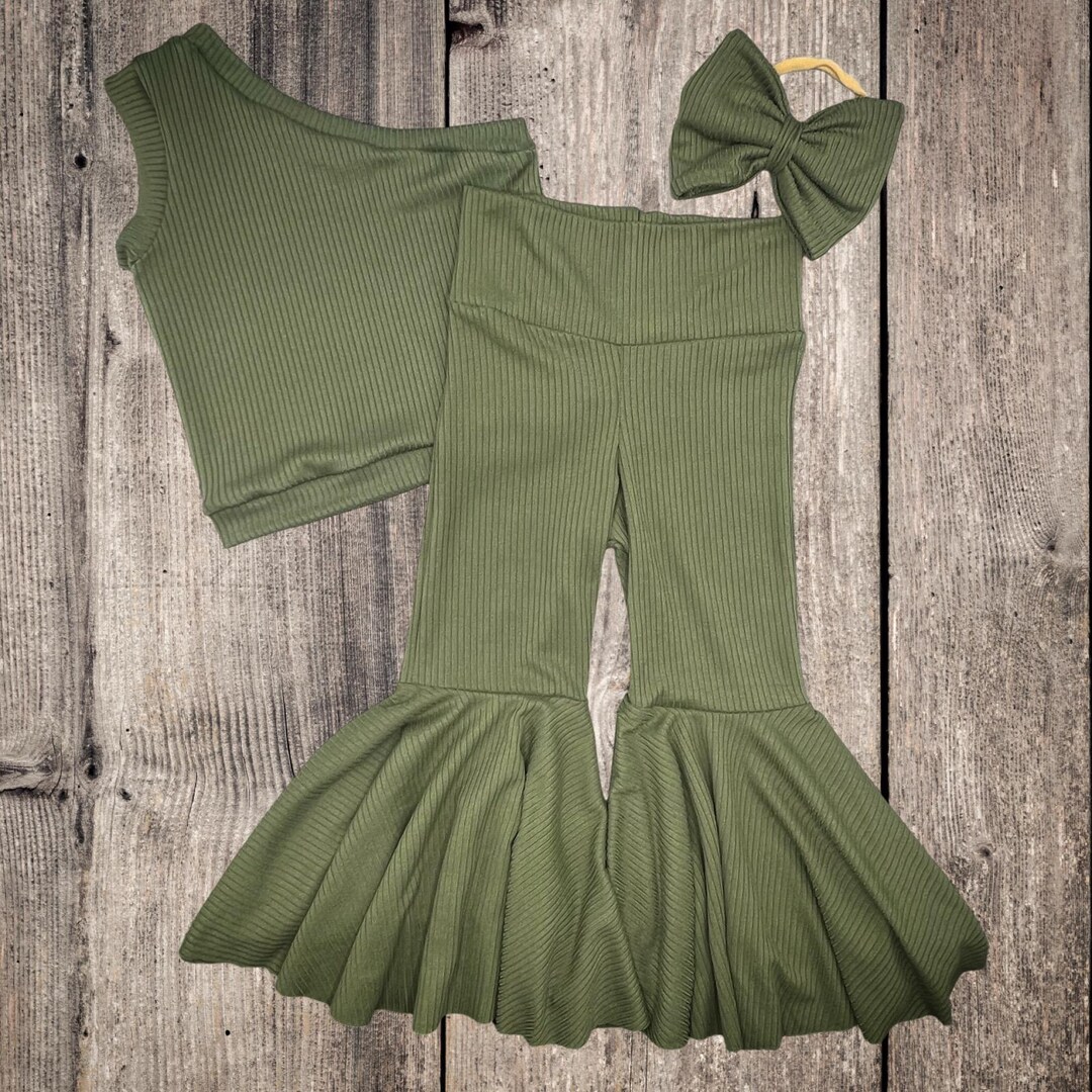 Baby Bell Bottoms & Bow Set/ Baby Flare Pants/ Toddler Bell Bottoms ...