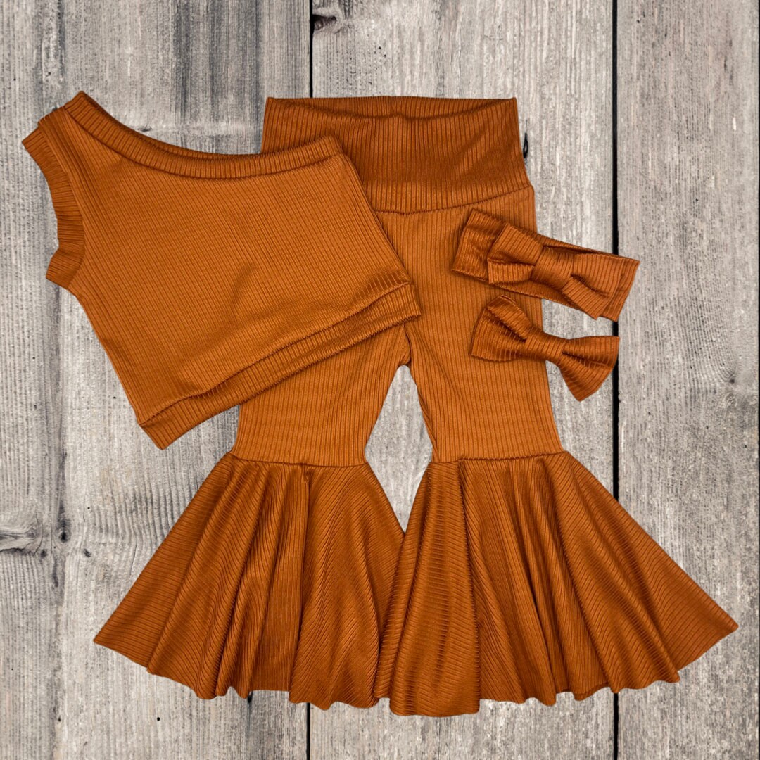 Baby Bell Bottoms & Top Set/ Flare Pants/ Burnt Orange/ Baby Fall Oufit ...