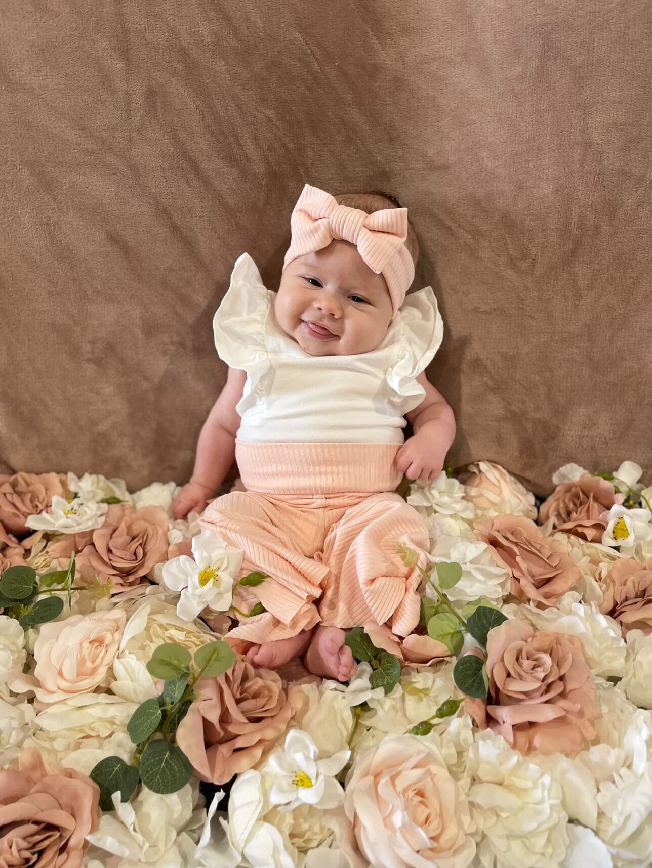 Baby Bell Bottoms & Bow Set/ Flare Pants/ Soft Pink Bell Bottoms/ Pink ...