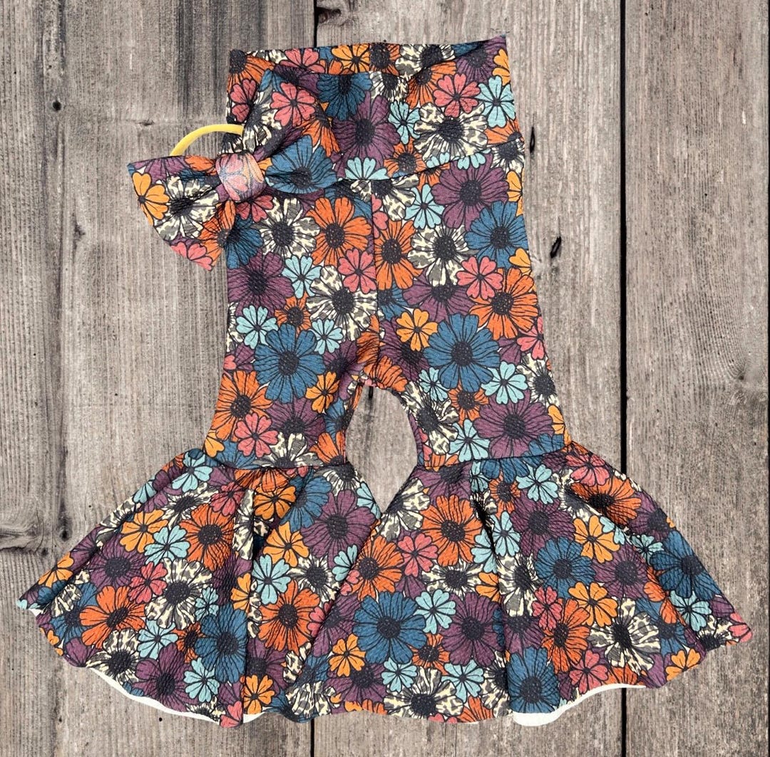 Baby Bell Bottoms & Matching Bow Set/ Infant Bells/ Toddler Girls Flare ...